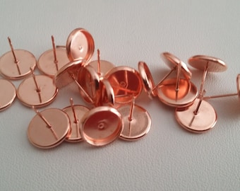 Silver Tone 10mm Tray Cabochon Earring Setting 10pcs Earring Making ...