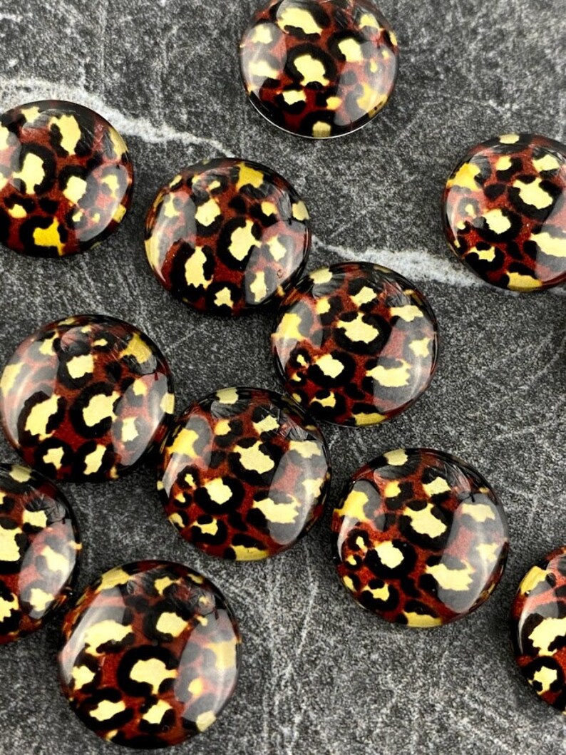 Maroon and Gold Leopard Print 12mm Photo Glass Dome Cabochon - Etsy