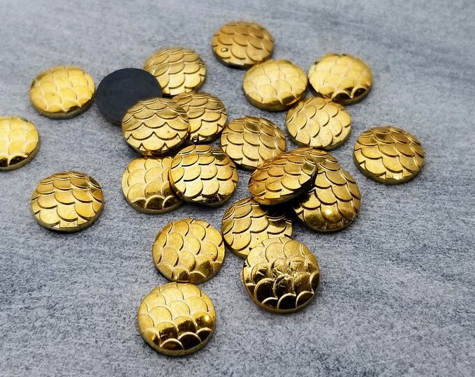 Metallic Gold 10mm Mermaid Fish Scales 10pc Resin Cabochons L - Etsy