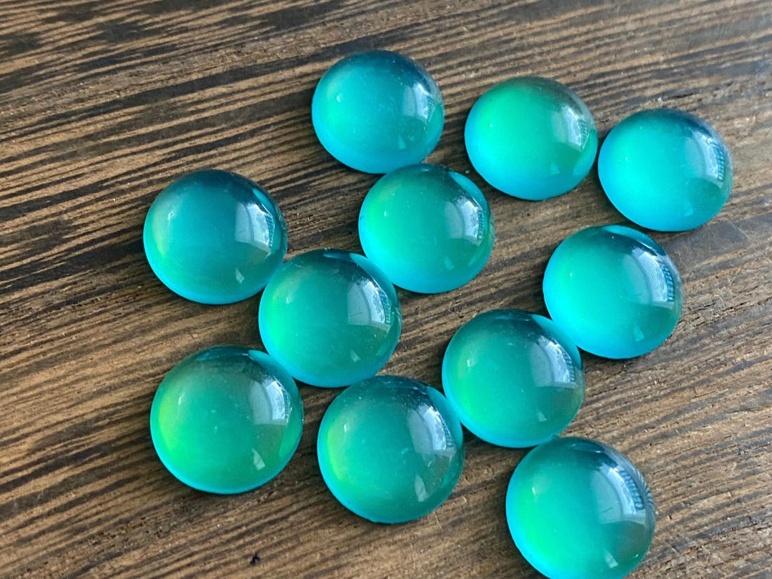 Aqua Green Faux Moonstone Cabochons: 12mm Resin Glitter Round, 10pcs - Etsy