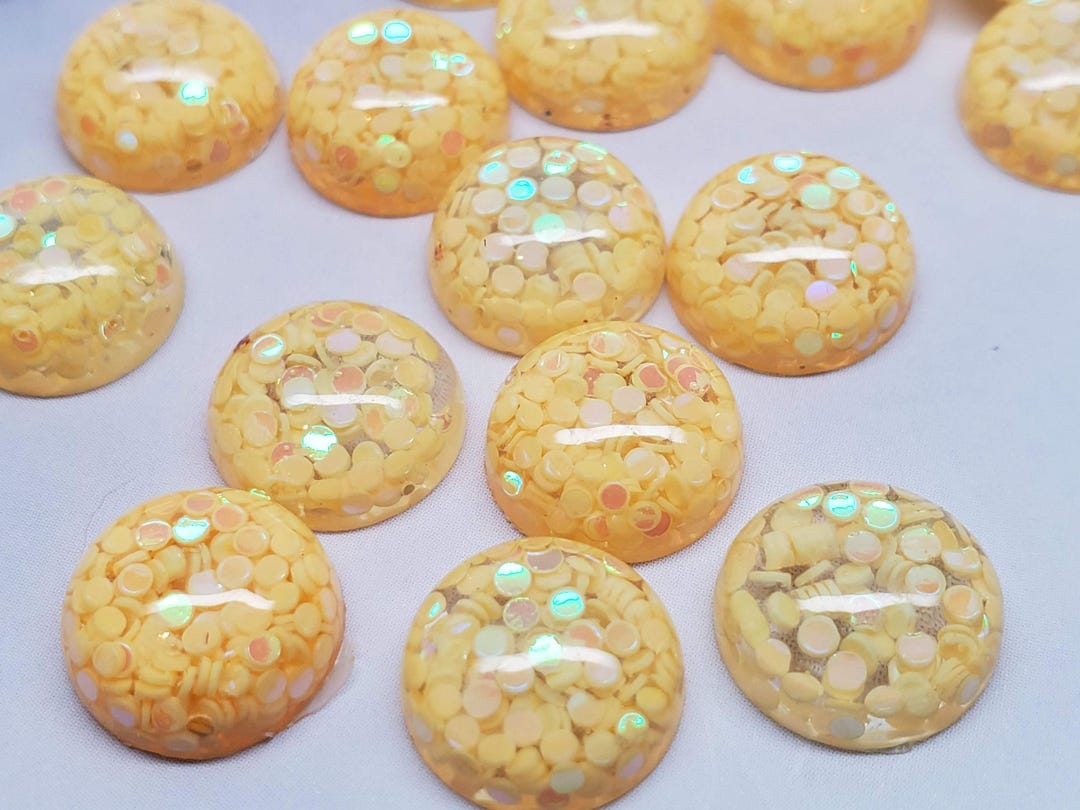 Yellow Holographic Glitter Resin Cabochons - 10mm, 10pcs - Etsy