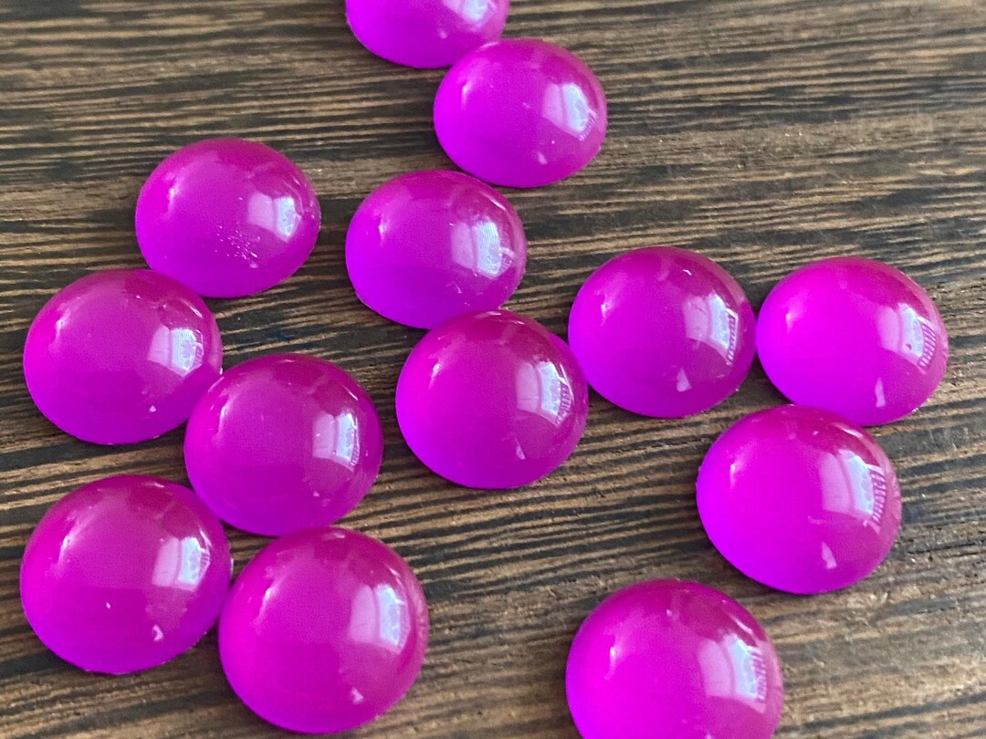 Fuchsia Faux Moonstone Cabochons: 12mm Resin Glitter Rounds, 10pcs - Etsy