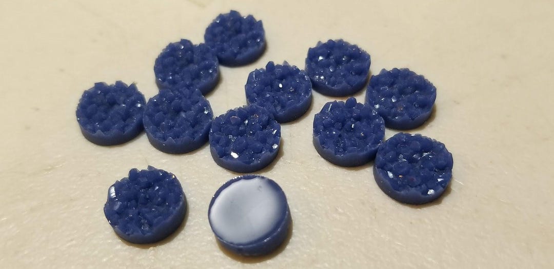 Midnight Blue Crystal Faux Druzy Cabochons: 10mm Resin Flatback, 10pcs ...