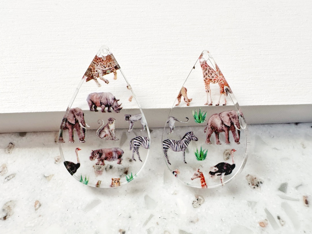 Zoo Animal Print Earring Blanks -4pcs L Plexi Earring Findings, Acrylic ...