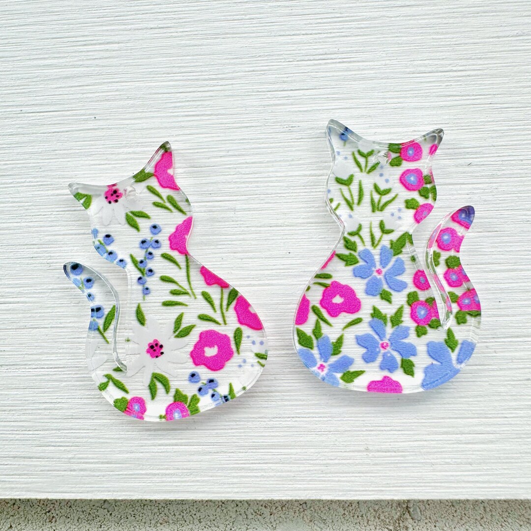 Acrylic Cat Print Earring Blanks: DIY Jewelry Making - 4pcs - Etsy