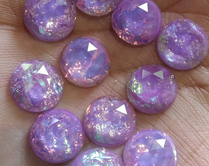 Lavender Fire Opal Faceted 12mm Resin Cabochons -10pcs L Earring Making ...
