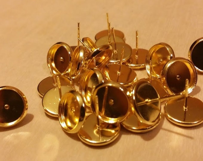 Silver Tone 10mm Tray Cabochon Earring Setting 10pcs Earring Making ...