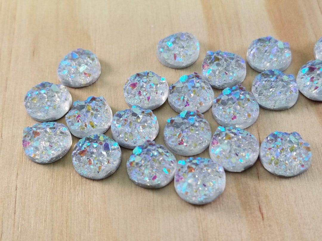 Iridescent Resin Druzy Cabochons: 9.5mm DIY Earring Charms (10pcs) - Etsy