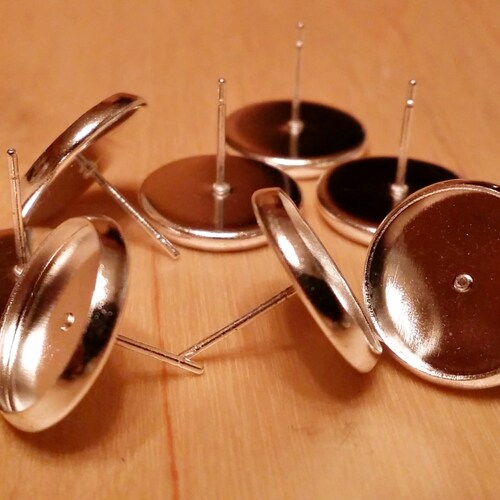 Silver Tone 10mm Tray Cabochon Earring Setting 10pcs Earring - Etsy