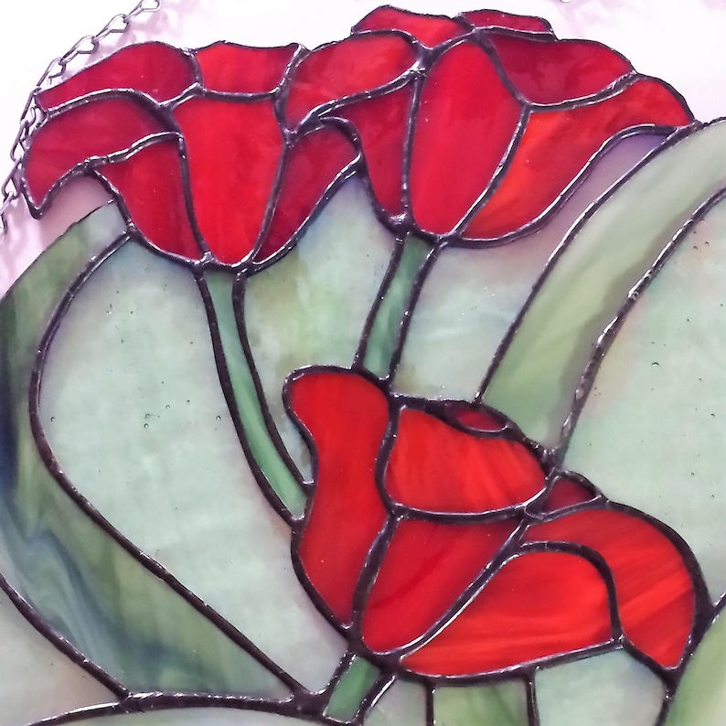 Stained Glass Field of Poppies - Etsy