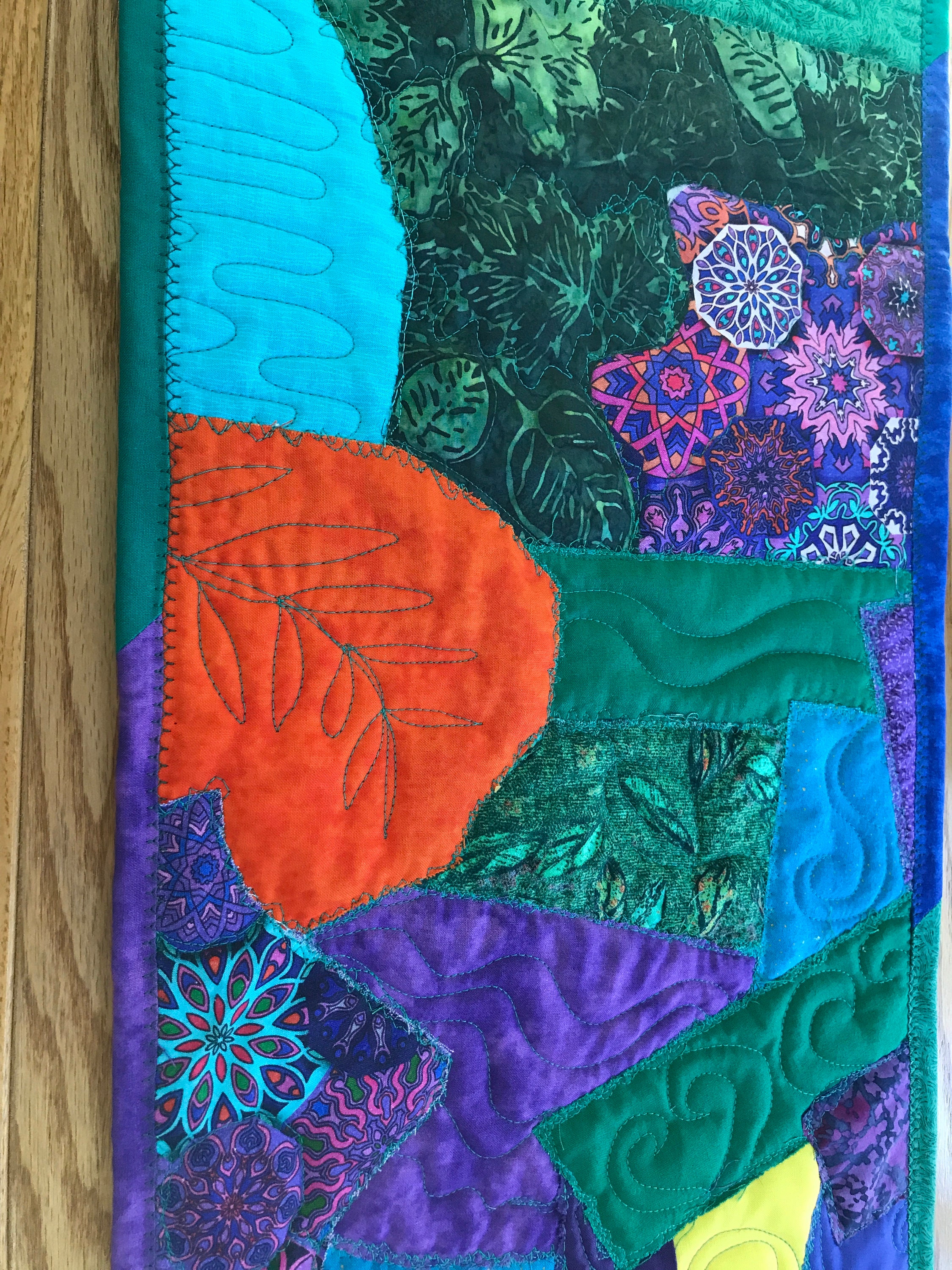 Handmade Crazy Quilt Table Runner, Quilted Table Decor, Multi Color ...