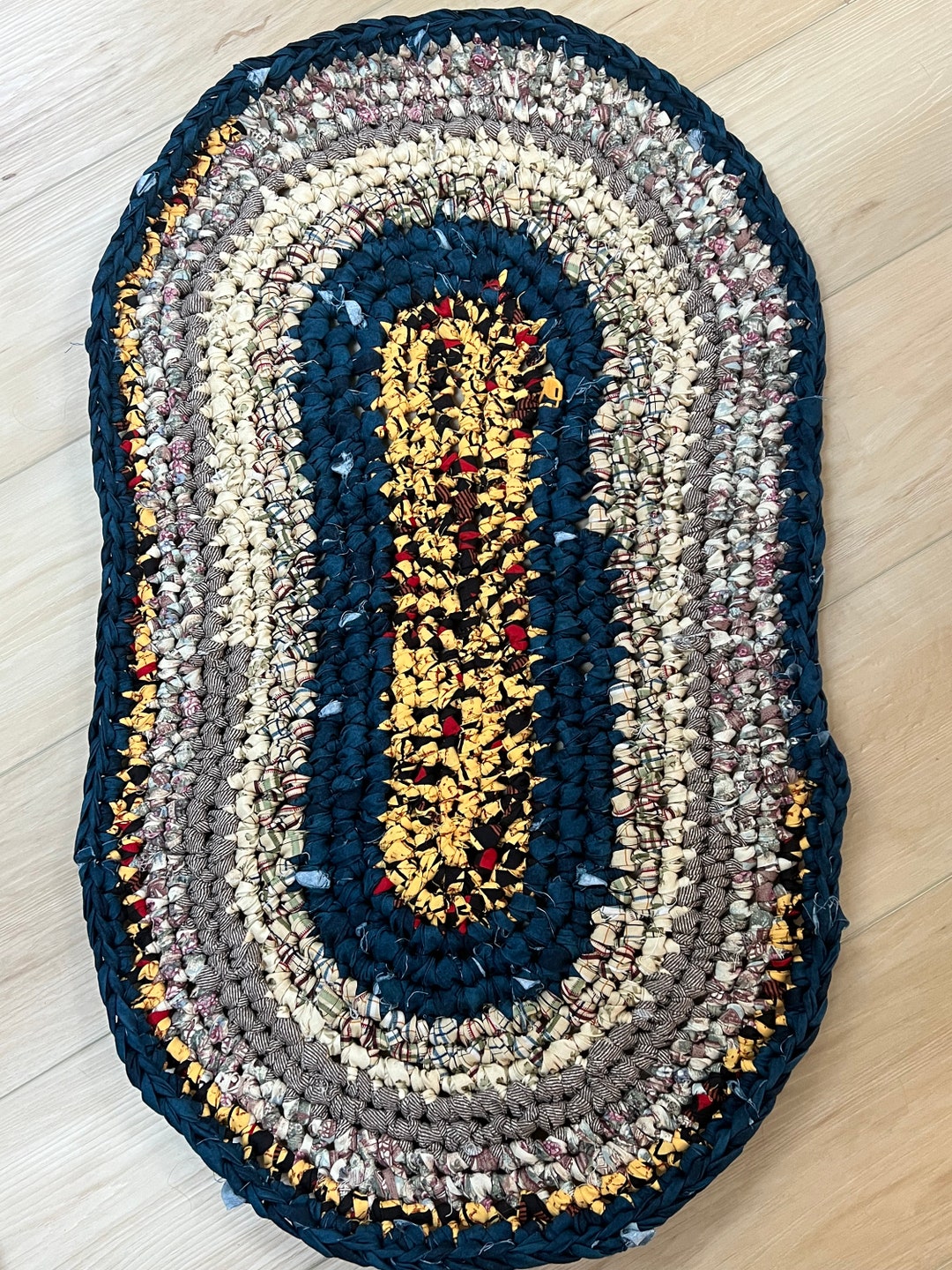 Handmade Crocheted Rag Rug, Crocheted New Cotton Fabric Rug, Colorful ...