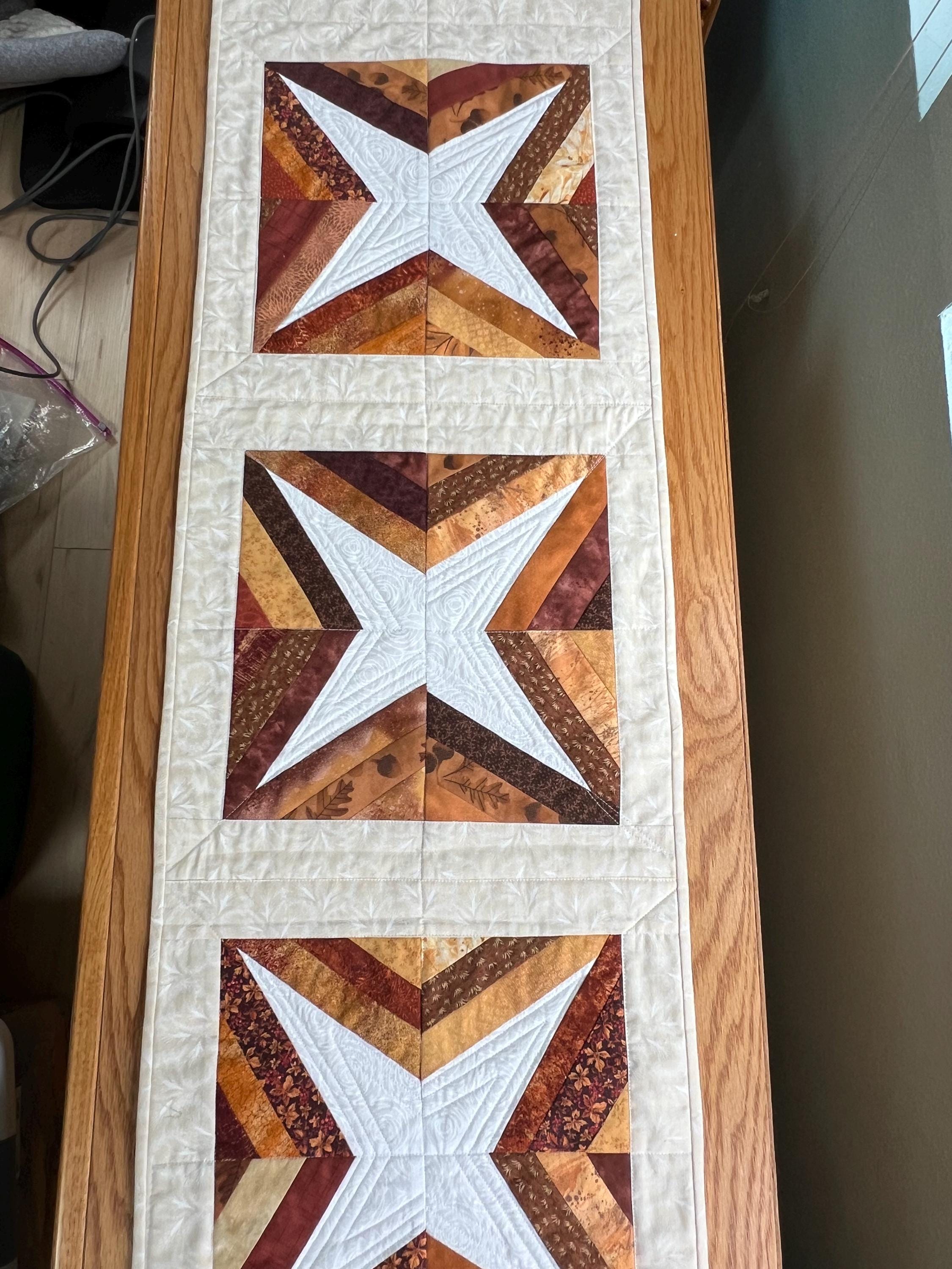 It's Autumn Table Topper. White Stars With Browns and Neutral Colors ...