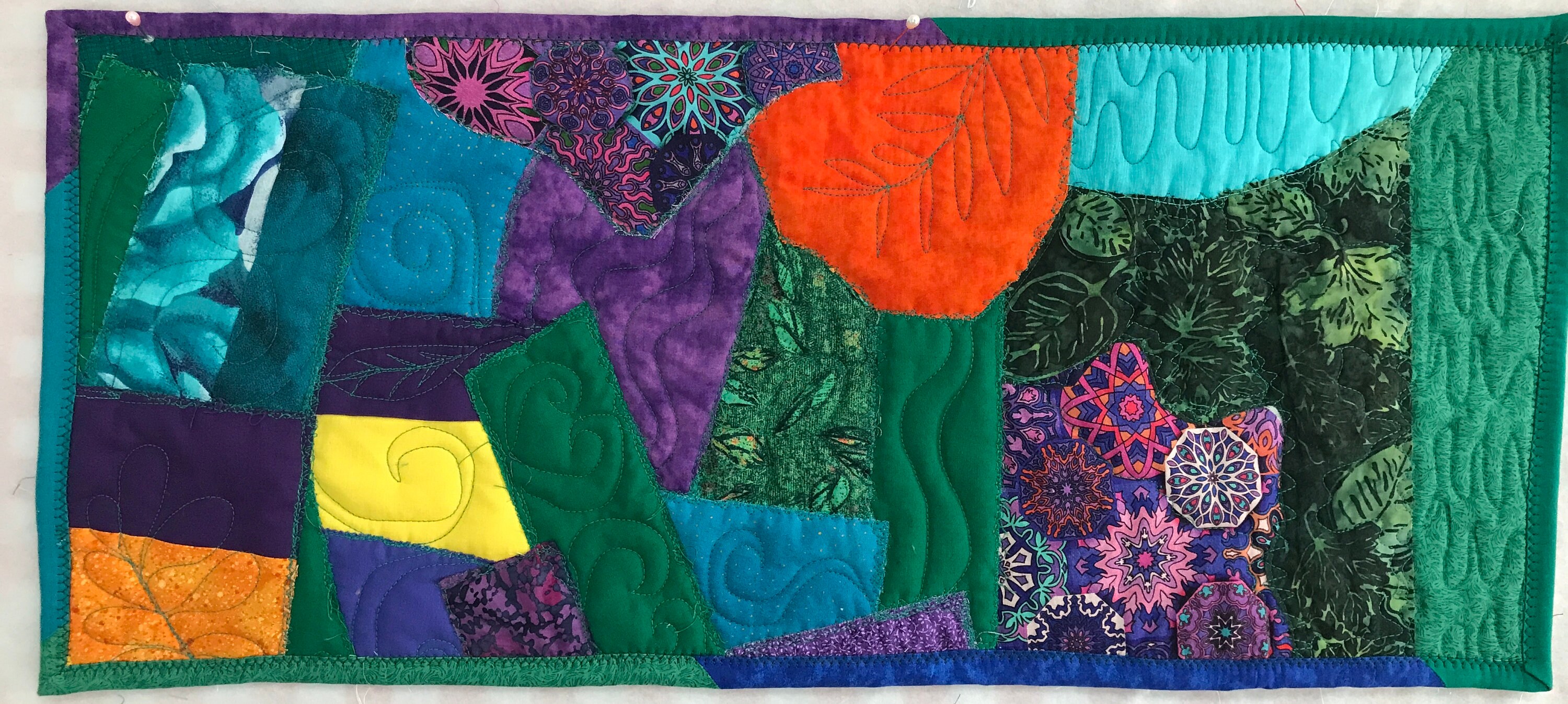 Handmade Crazy Quilt Table Runner, Quilted Table Decor, Multi Color ...