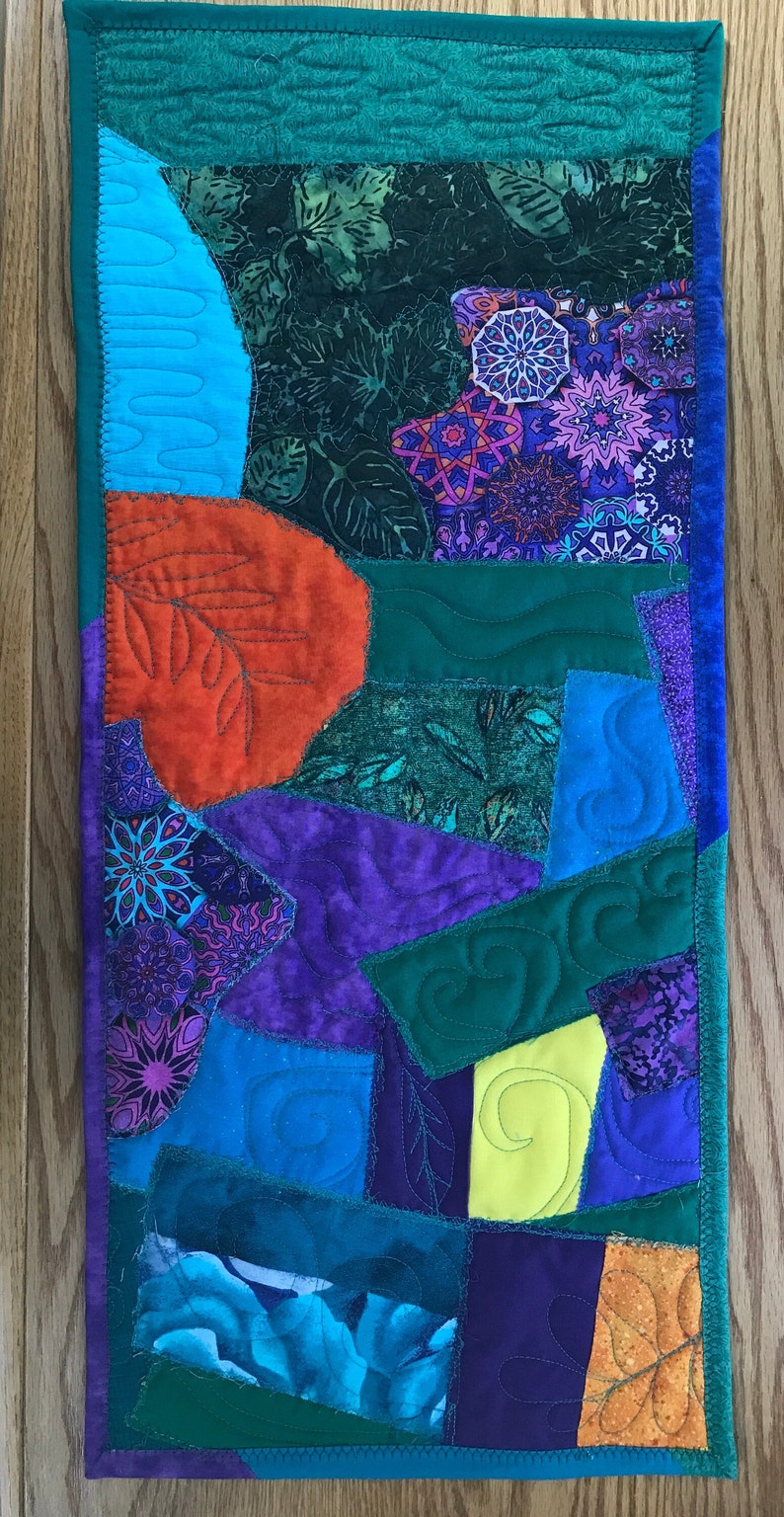 Handmade Crazy Quilt Table Runner, Colorful Quilted Decor - Etsy