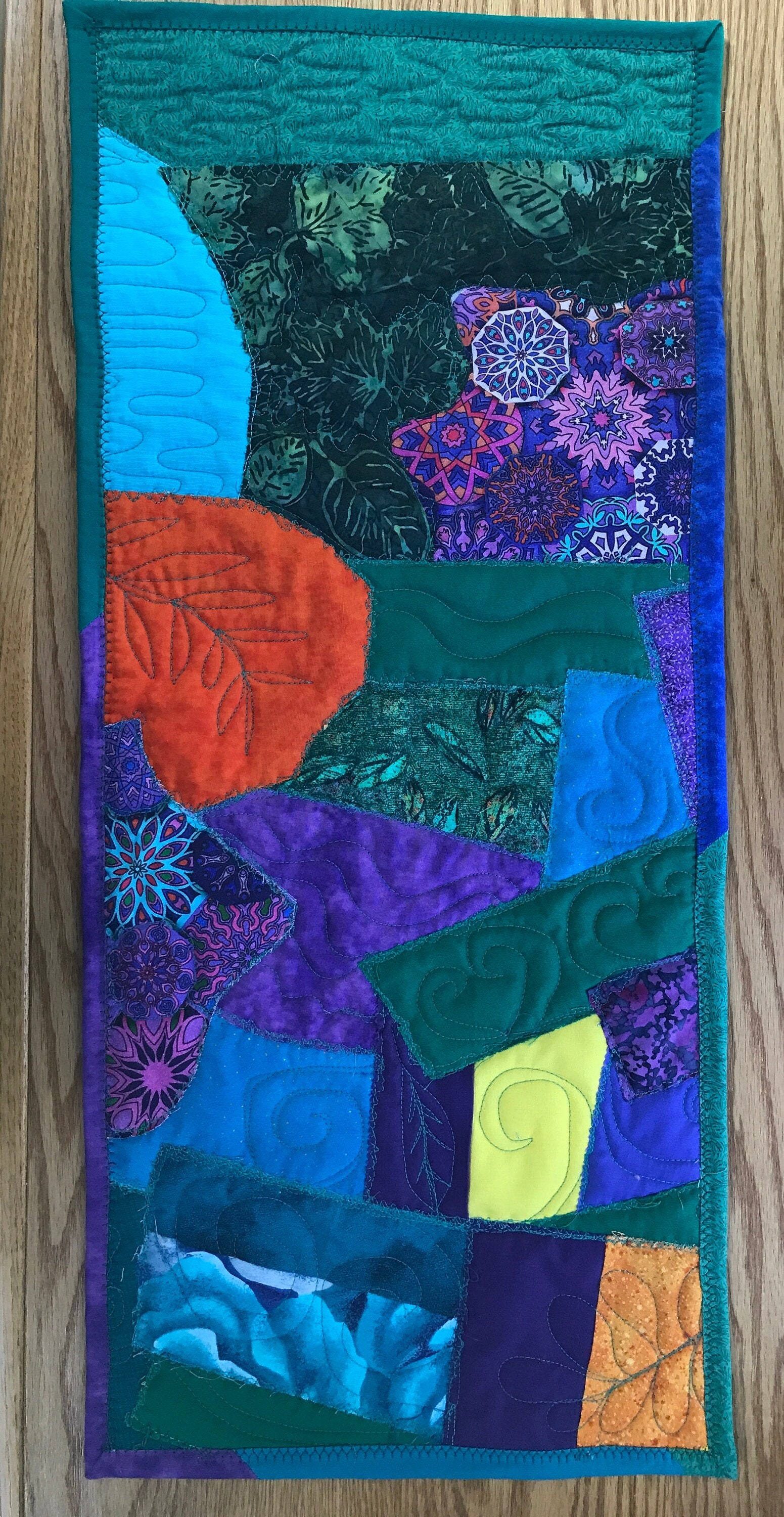 Handmade Crazy Quilt Table Runner, Quilted Table Decor, Multi Color ...