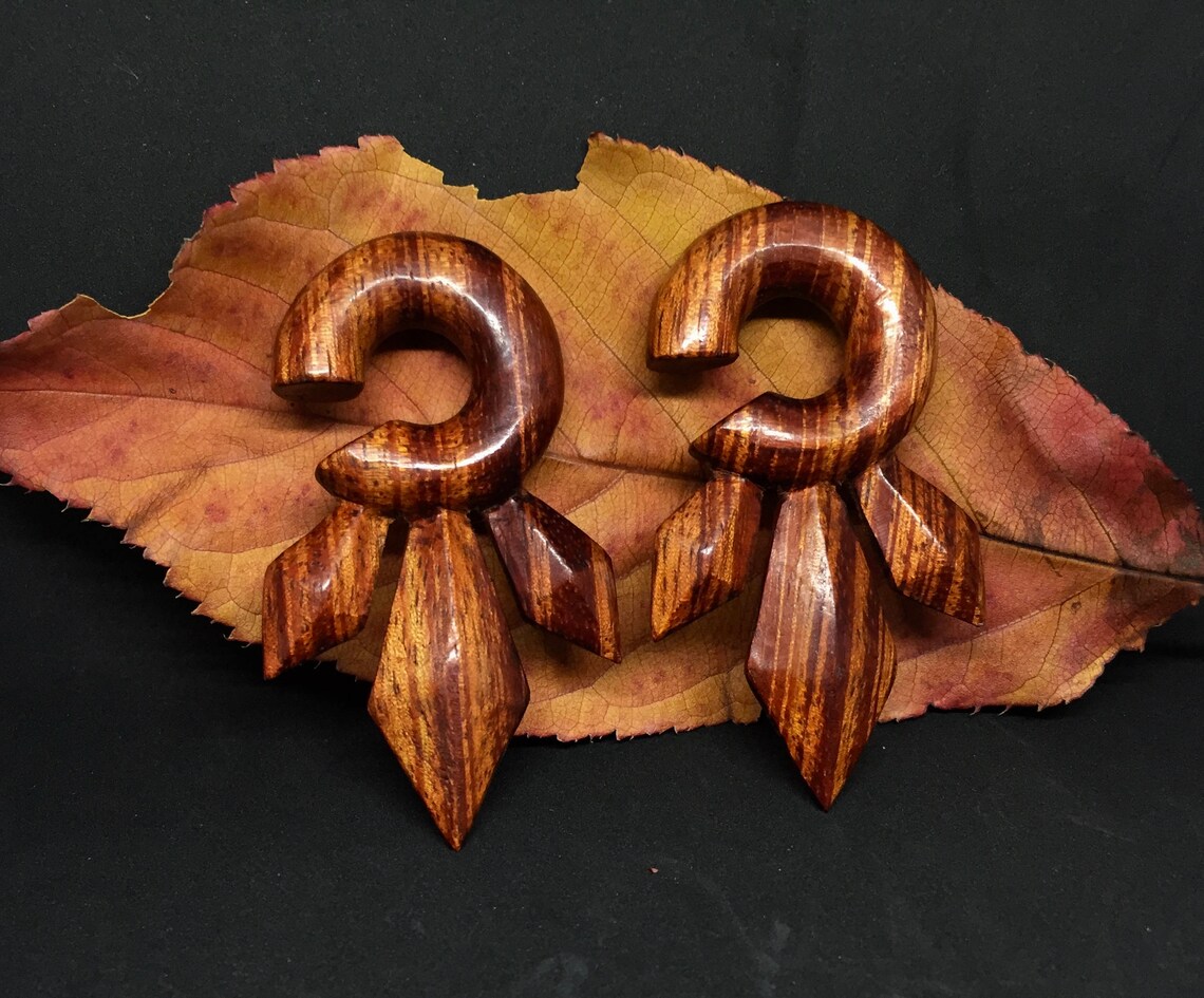 Native Hand Carved Wood Plugs Boho Ear Plugs Tribal Wooden - Etsy
