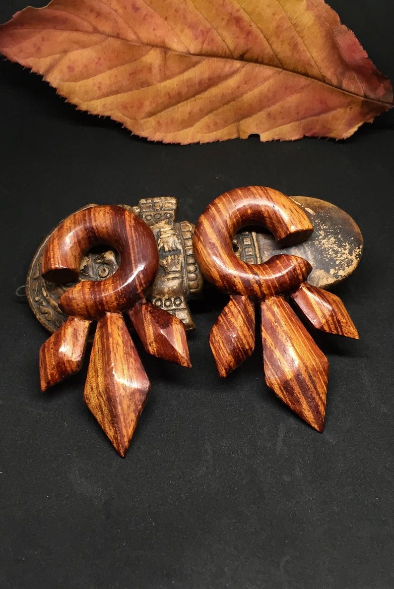 Native Hand Carved Wood Plugs Boho Ear Plugs Tribal Wooden - Etsy