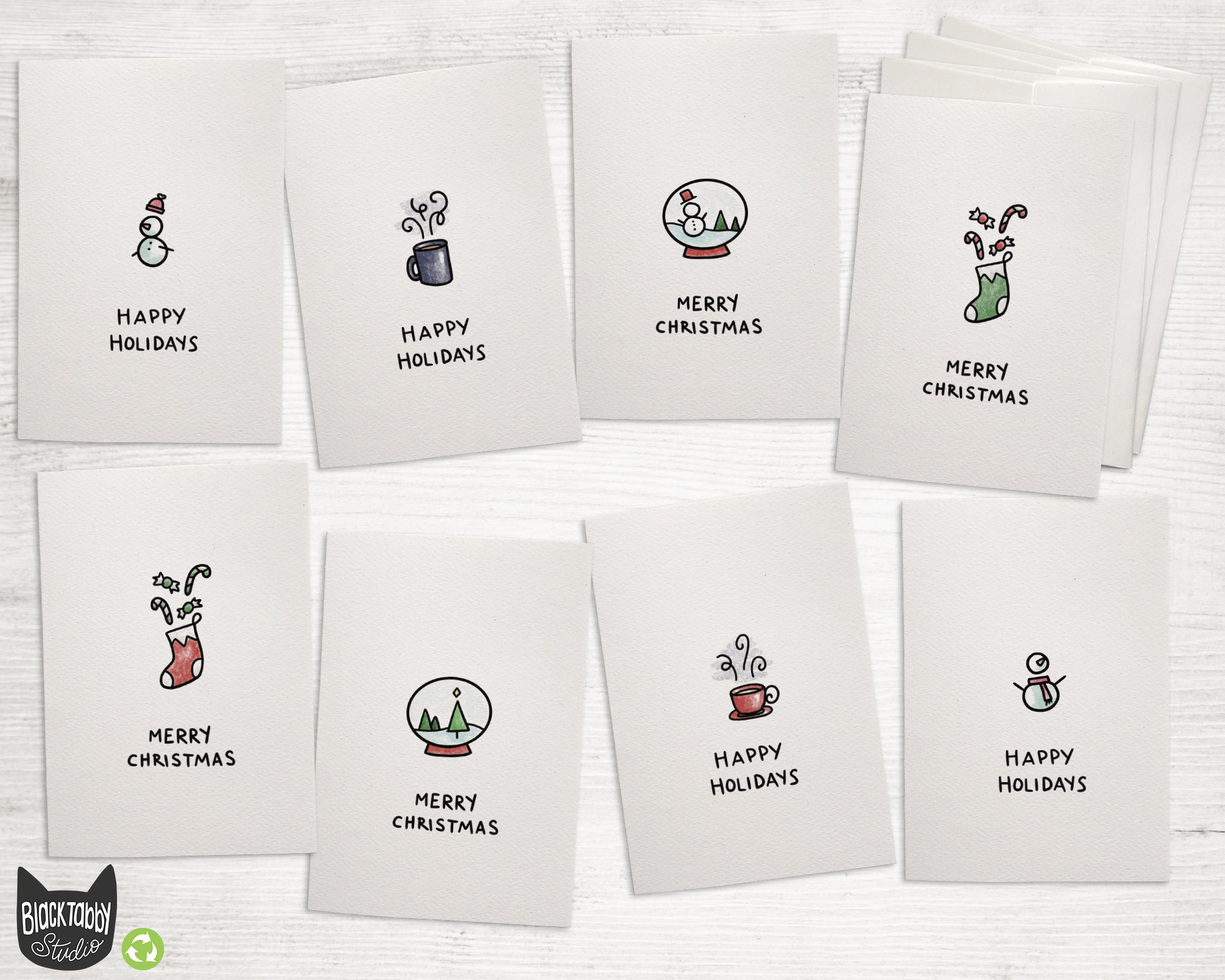 Cute & Cozy Winter Holiday Card Assortment 24 Greeting Cards - Etsy