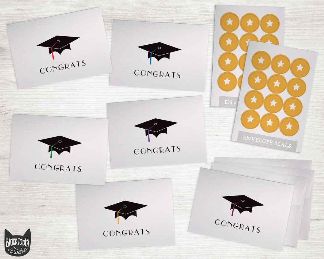 Grad Cap Congrats Greeting Cards Variety - 24 Graduation Cards for ...