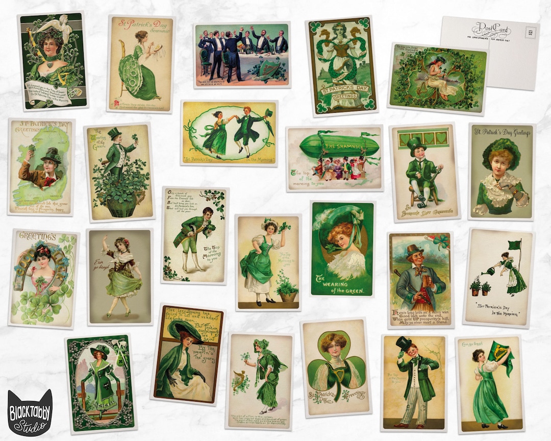 Retro Greetings Vintage Style St. Patrick's Day Postcards - 24 Retro ...