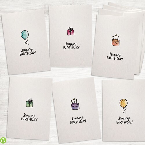 Minimalist Birthday Cards 24 Cute Happy Birthday Cards With - Etsy