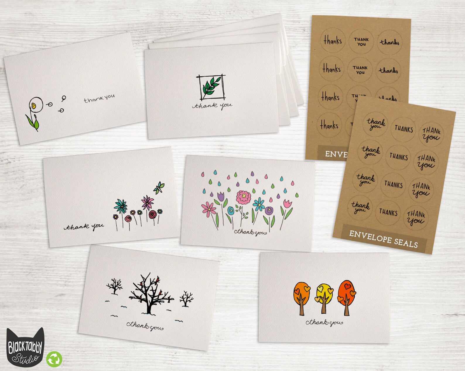 Nature Thank You Collection 24 Cards With Envelopes and Seal - Etsy