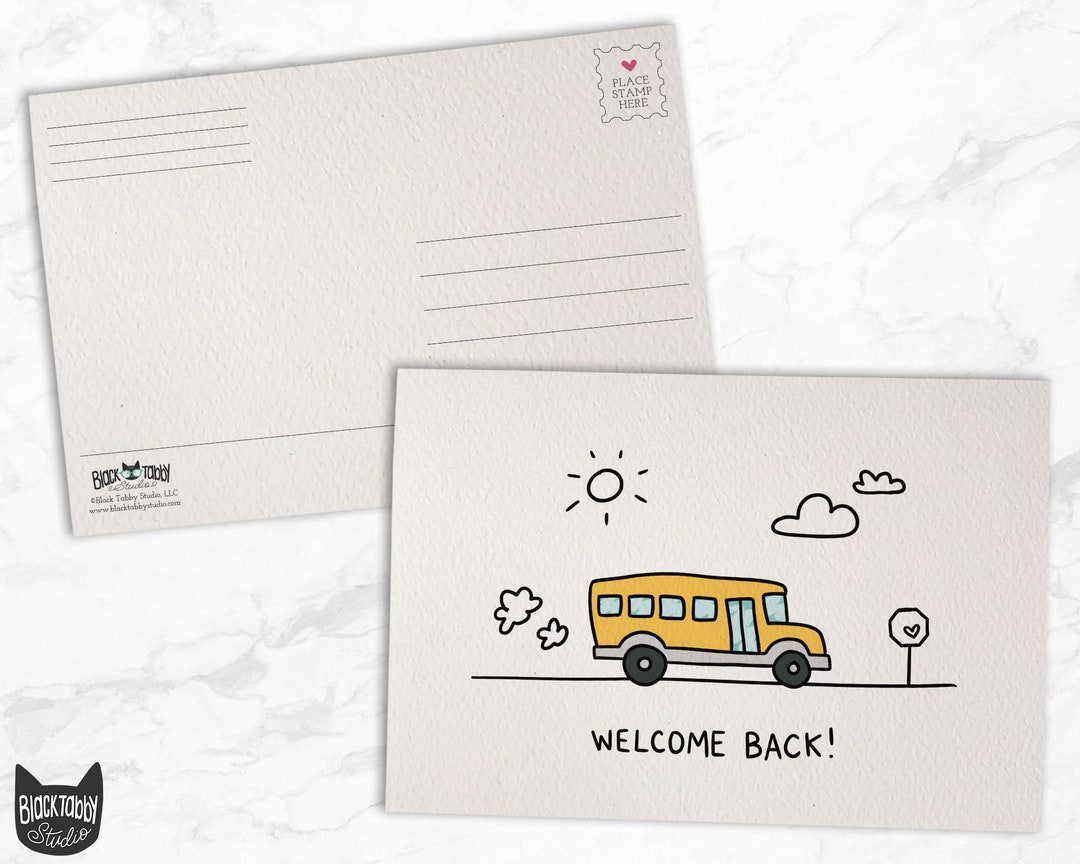 School Bus Welcome Back to School - 48 Postcards - Etsy
