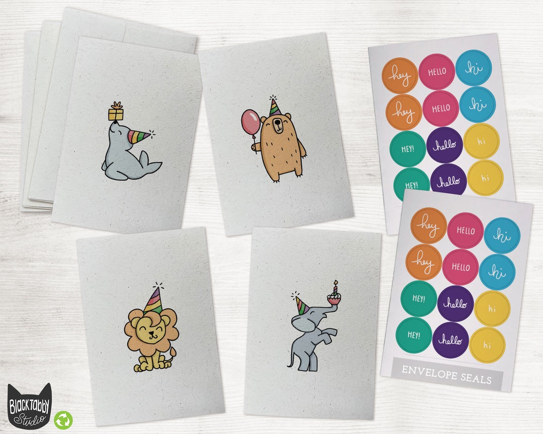 Circus Animals Birthday Cards - 24 Note Cards With Envelopes & Colorful ...