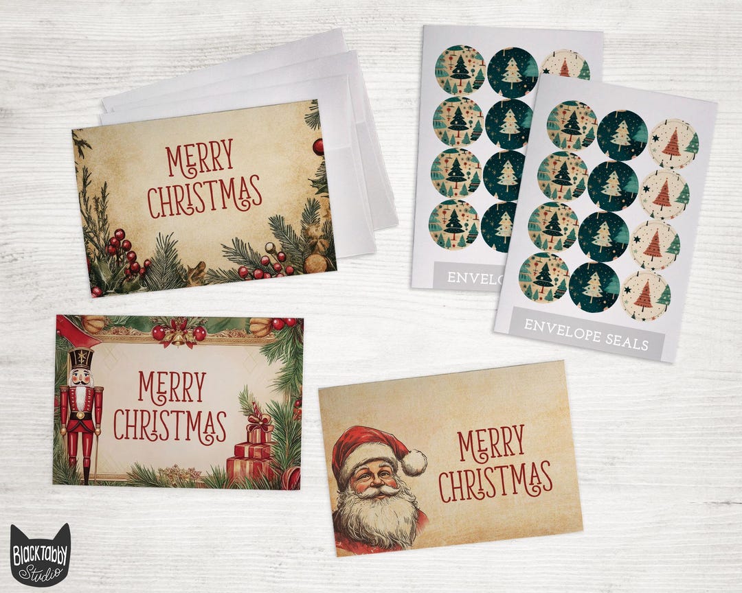 Old Fashioned Christmas Cards Collection - 24 Holiday Cards With ...