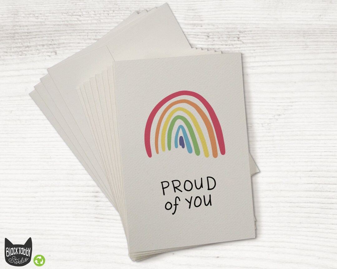 Colorful Rainbow Proud of You Card Set - 24 Note Cards With Envelopes ...