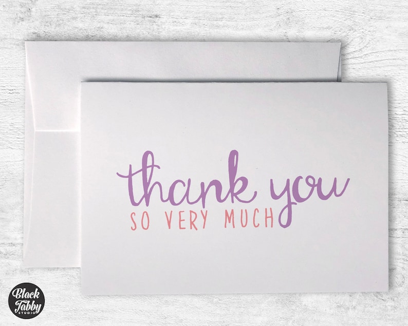 Thank You so Very Much Thank You Cards - Etsy
