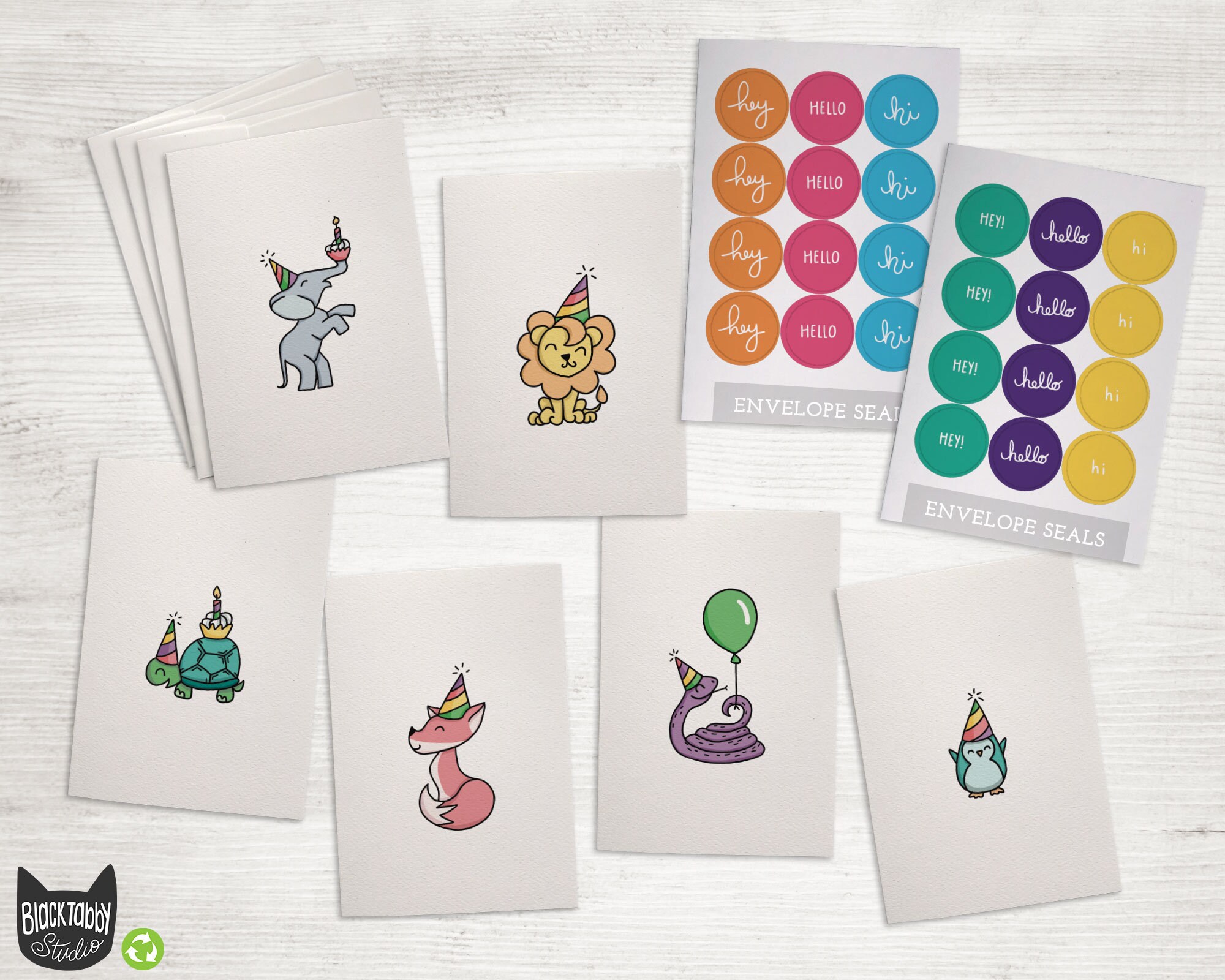 Party Animals Collection Pack 24 Cards With Envelopes and - Etsy