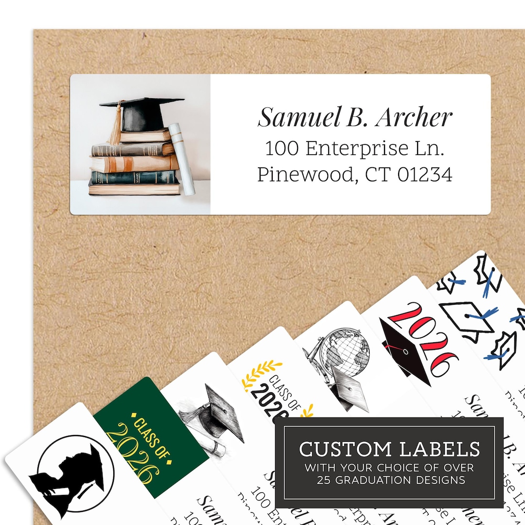 Personalized Graduation Return Address Labels - Over 2025 Graduation ...