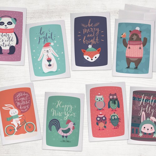 Cozy Winter Animals Pack 24 Cards With Envelopes - Etsy