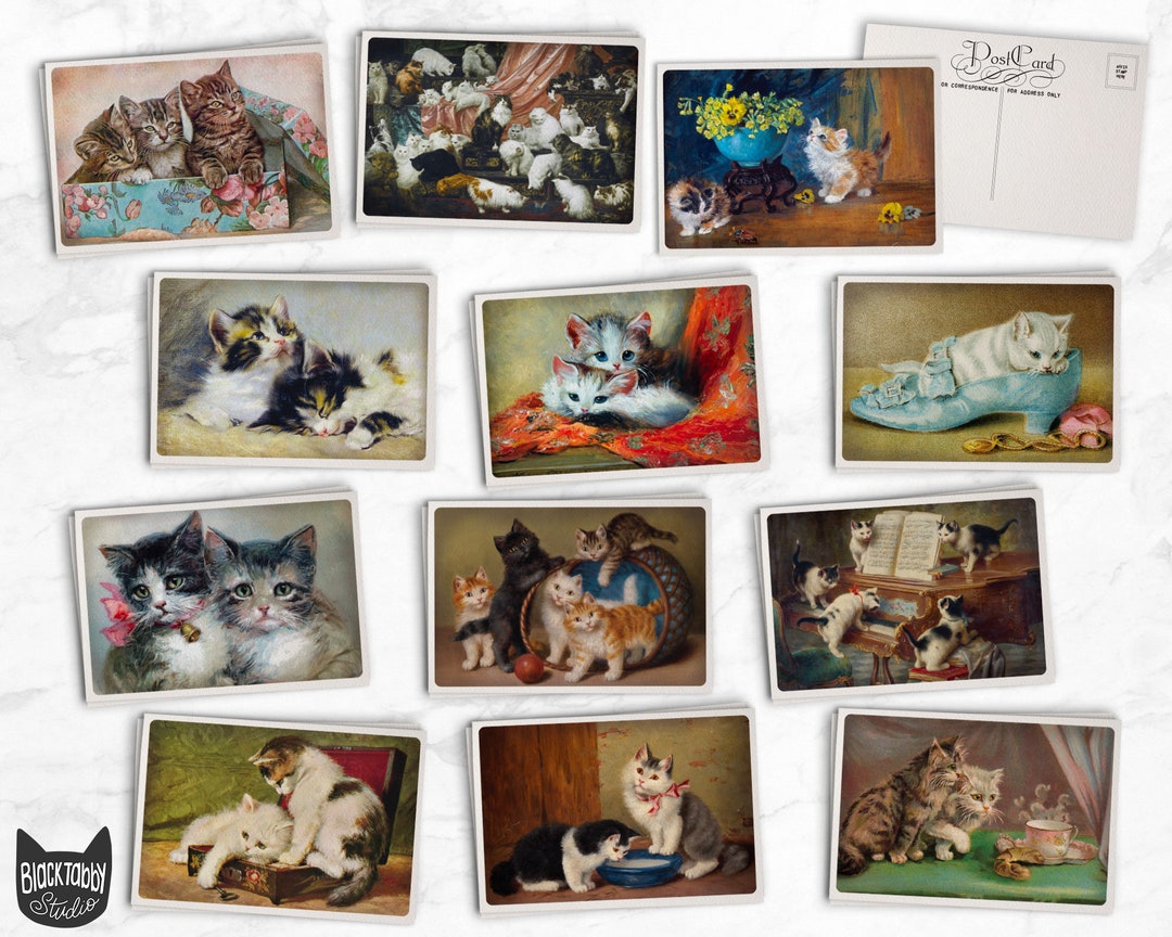 Vintage Style Cat Postcards - 24 Retro Style Postcards With Cats ...