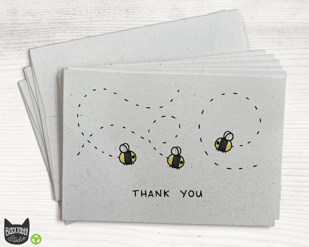 Fuzzy Buzzy Bee Thank You Cards - 24 Bee Thank You Cards With Envelopes ...