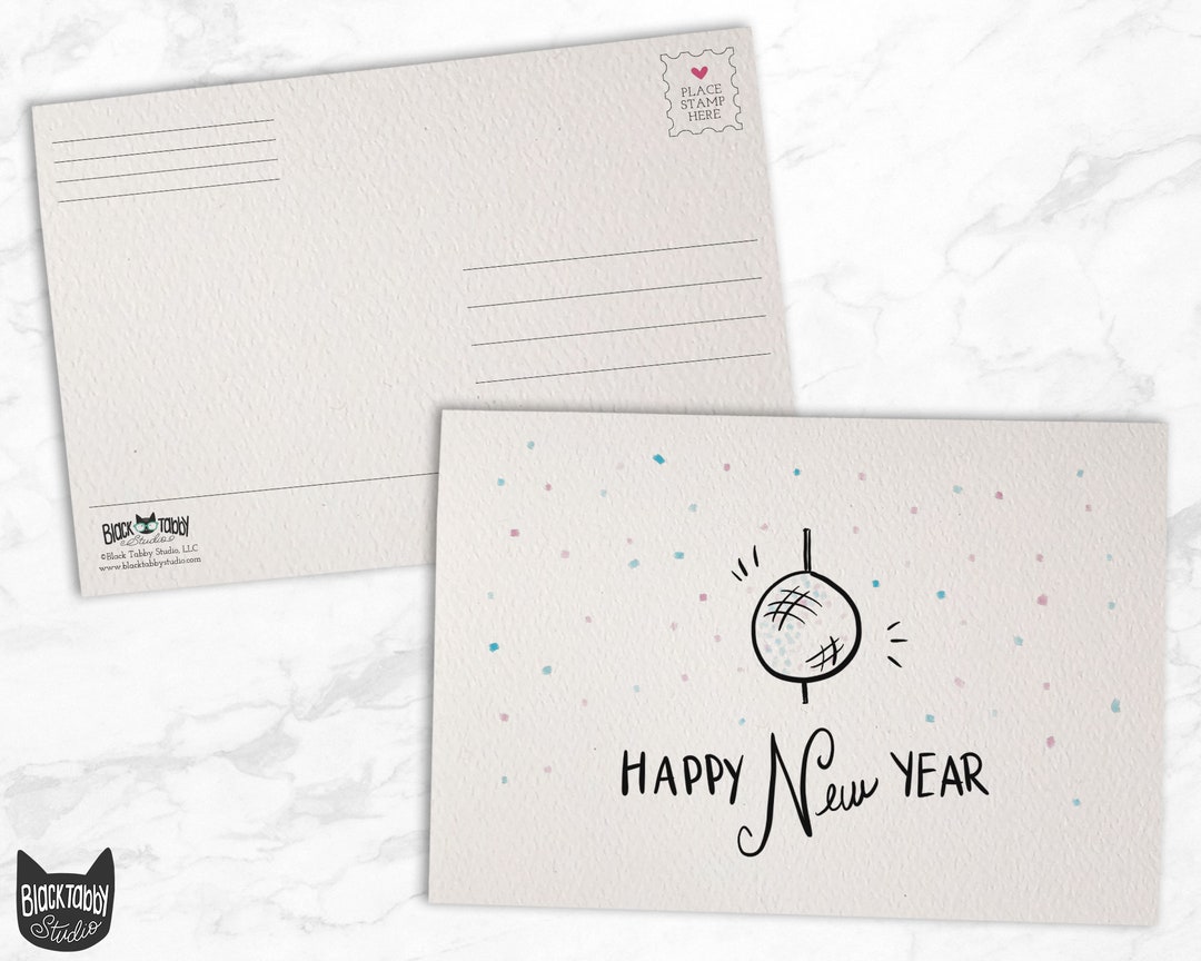 Happy New Year - Disco Ball Drop - Printed on Beautiful Textured ...