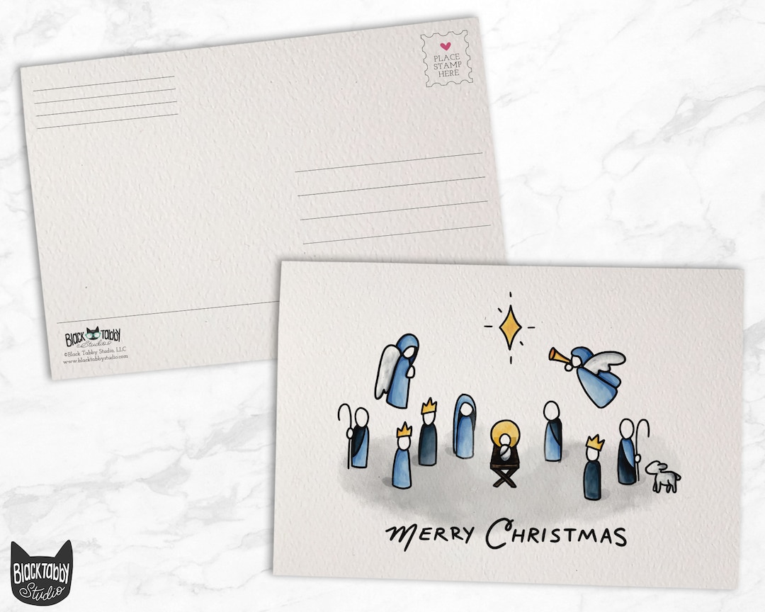 Merry Christmas Nativity Postcards - Printed on Beautiful Textured ...