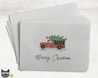 Personalized Christmas Truck and Tree Cards Vintage - Etsy
