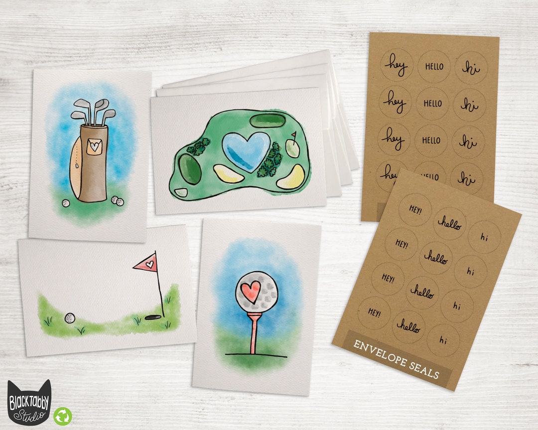 Golf Note Cards - 24 Greeting Cards With Envelopes and Seal Stickers - Etsy