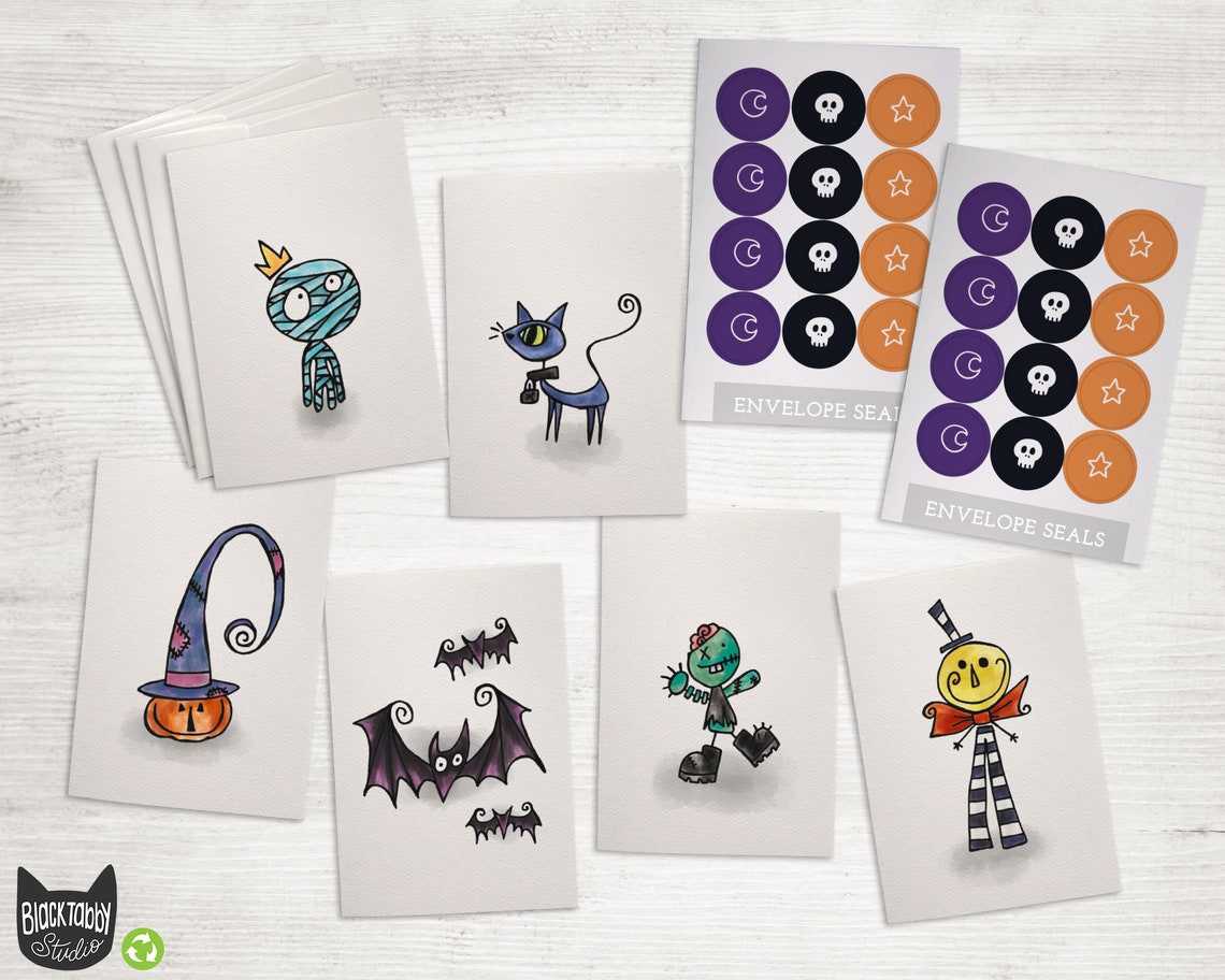 Halloween Greeting Cards (tim Burton Inspired) Notecard Set - 24 Notes ...