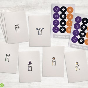 Scary Cute Ghost Cards Set 24 Halloween Greeting Cards With - Etsy