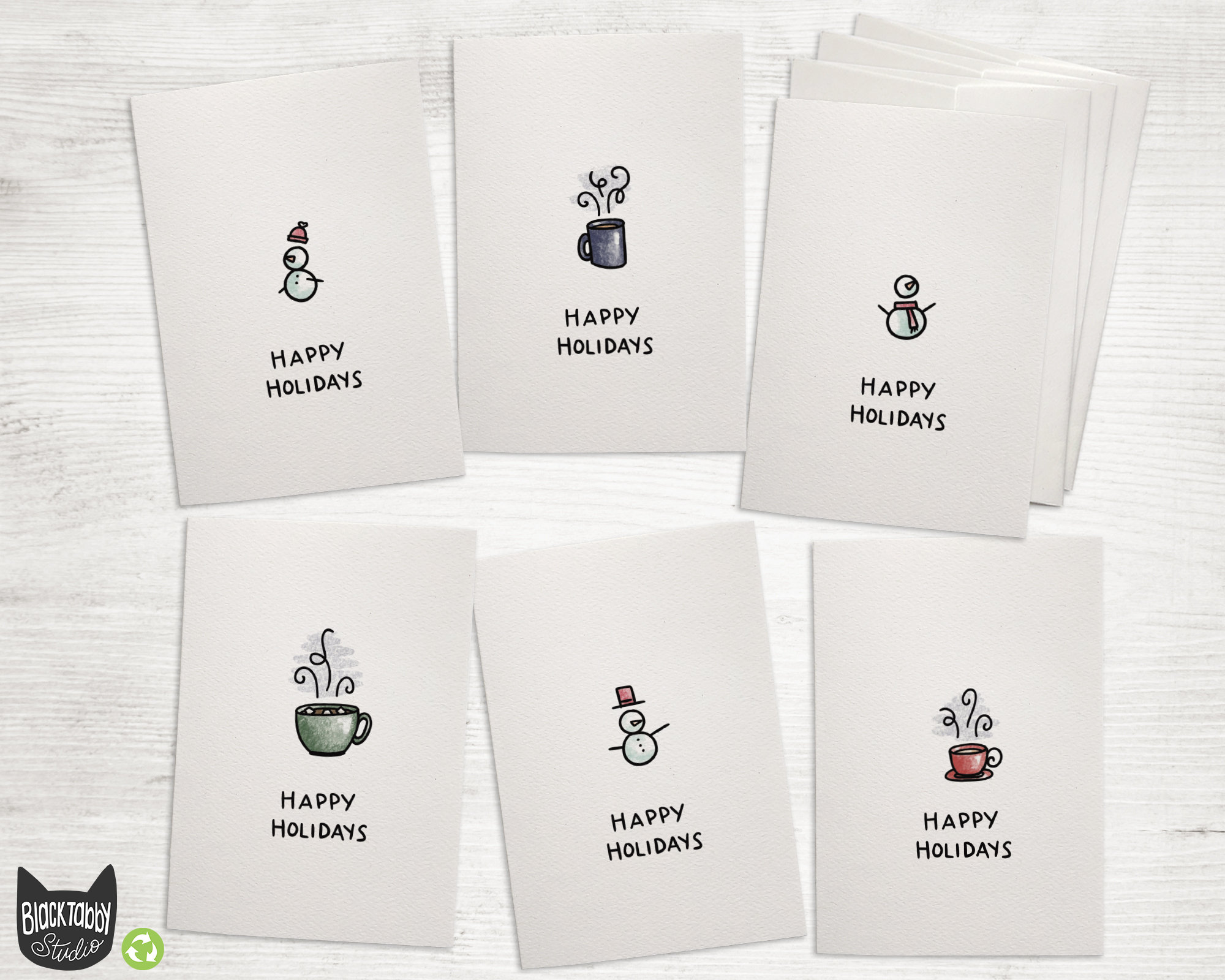 Cute & Cozy Happy Holidays Card Assortment 24 Greeting Cards | Etsy