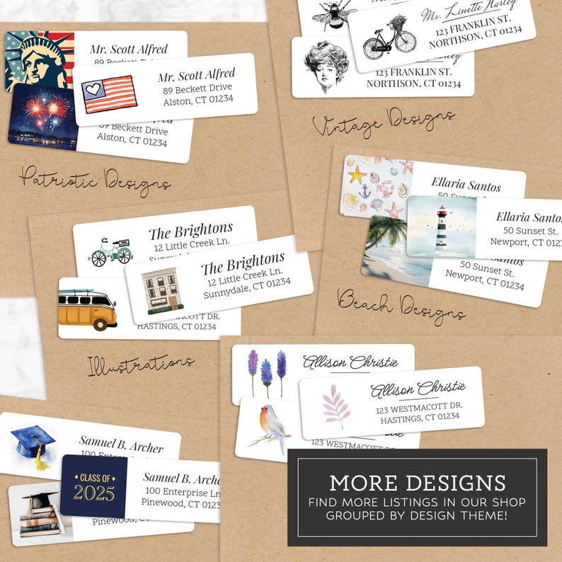 Simple Illustrations Personalized Return Address Labels - Over 40 Image ...