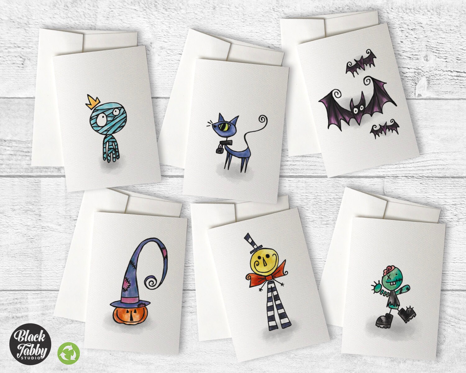 Halloween Greeting Cards Tim Burton Inspired Collection Pack | Etsy