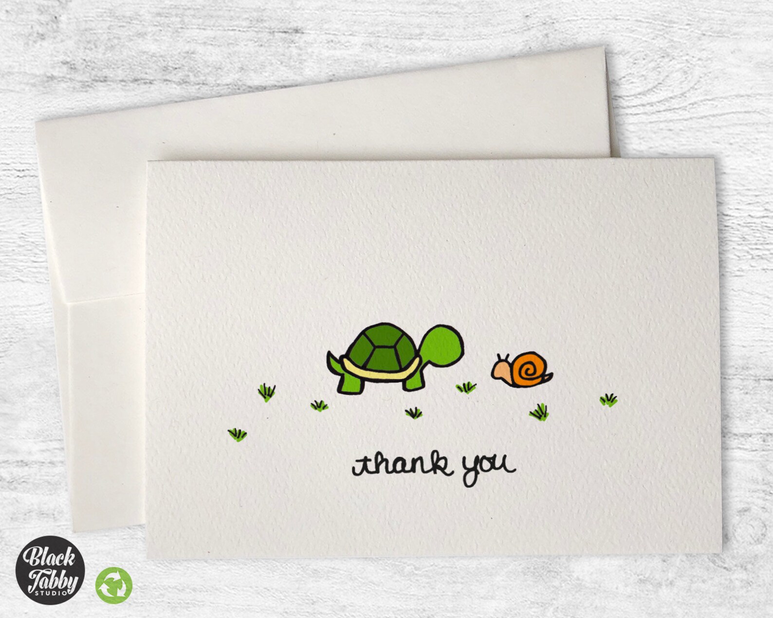 The Turtle With the Snail - Thank You Cards - Etsy