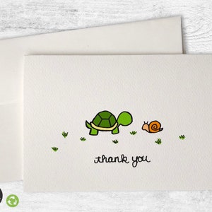 The Turtle With the Snail - Thank You Cards - Etsy