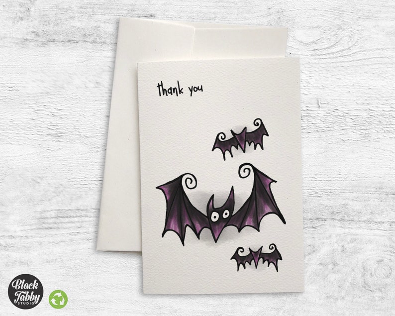 Halloween Bats Thank You Cards | Etsy