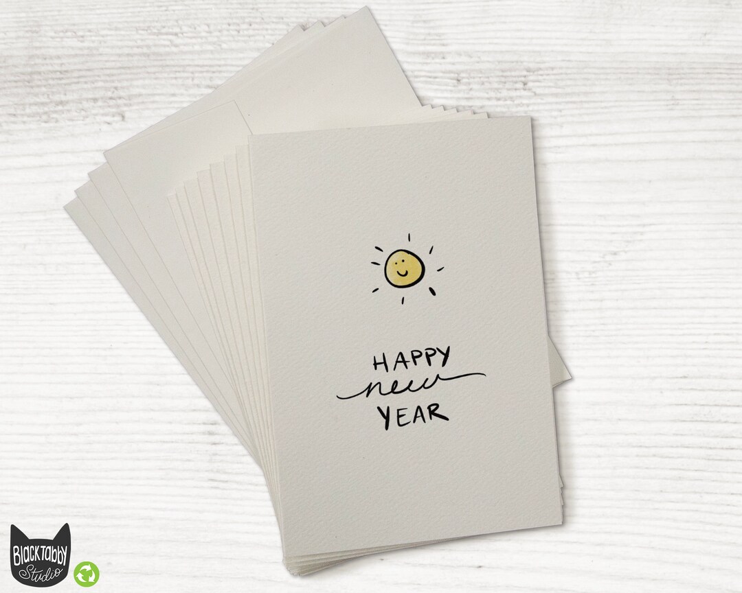 Sunny New Year - Set of 24 New Year Greeting Cards With Envelopes - Etsy